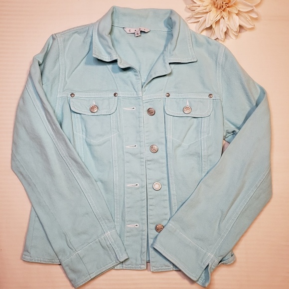 CAbi | Jackets & Coats | Cabi Robins Egg Blue Jean Jacket Size Sml ...